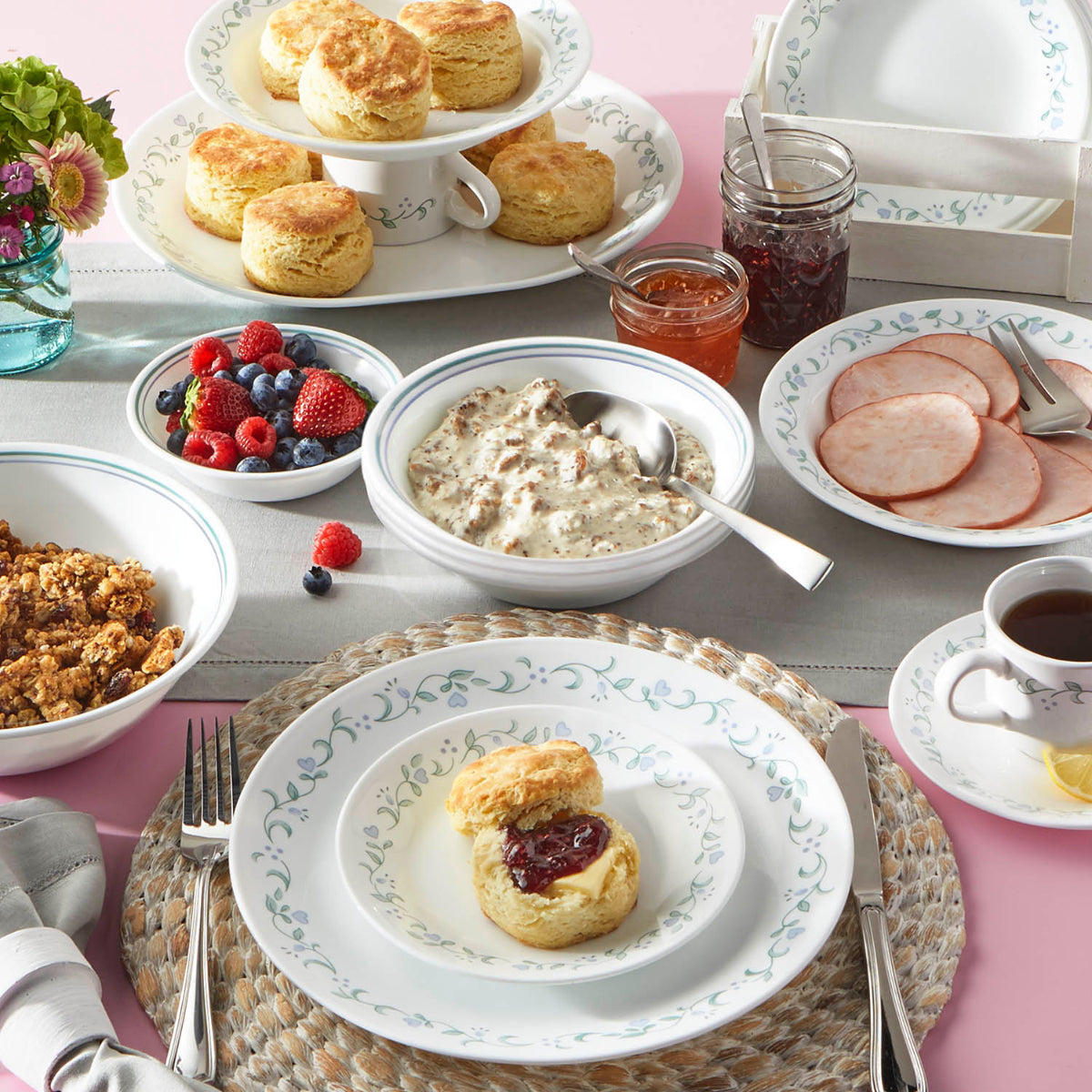 Corelle Livingware Series Country Cottage 21Pc Dinner Set – New Variety ...
