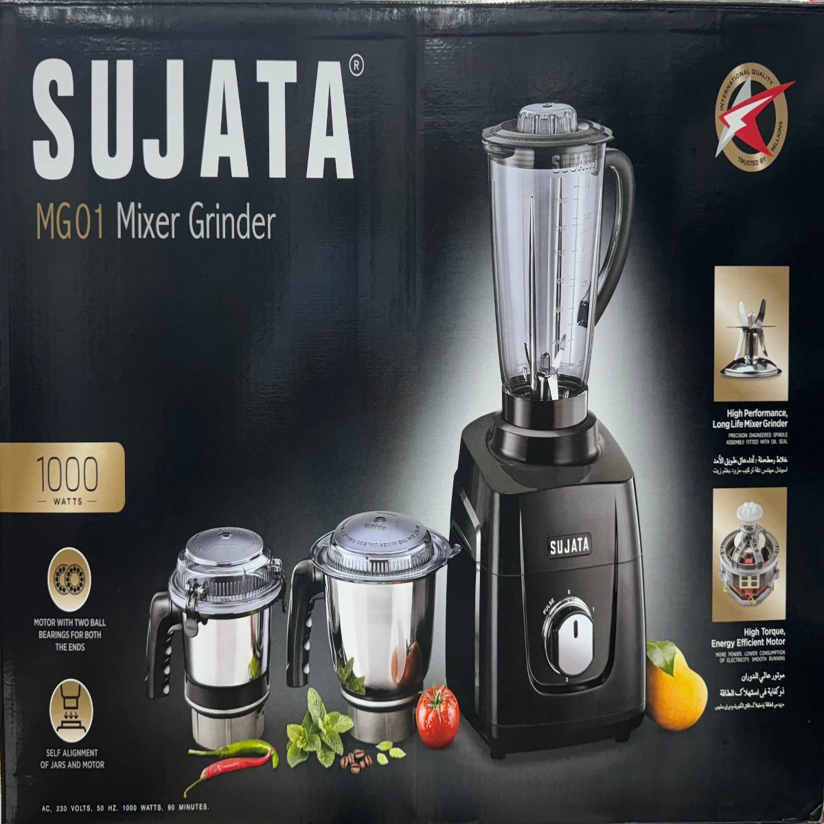 Sujata MG-01 1000W Mixer Grinder, 3 Jars (Black) – New Variety Store (IN)