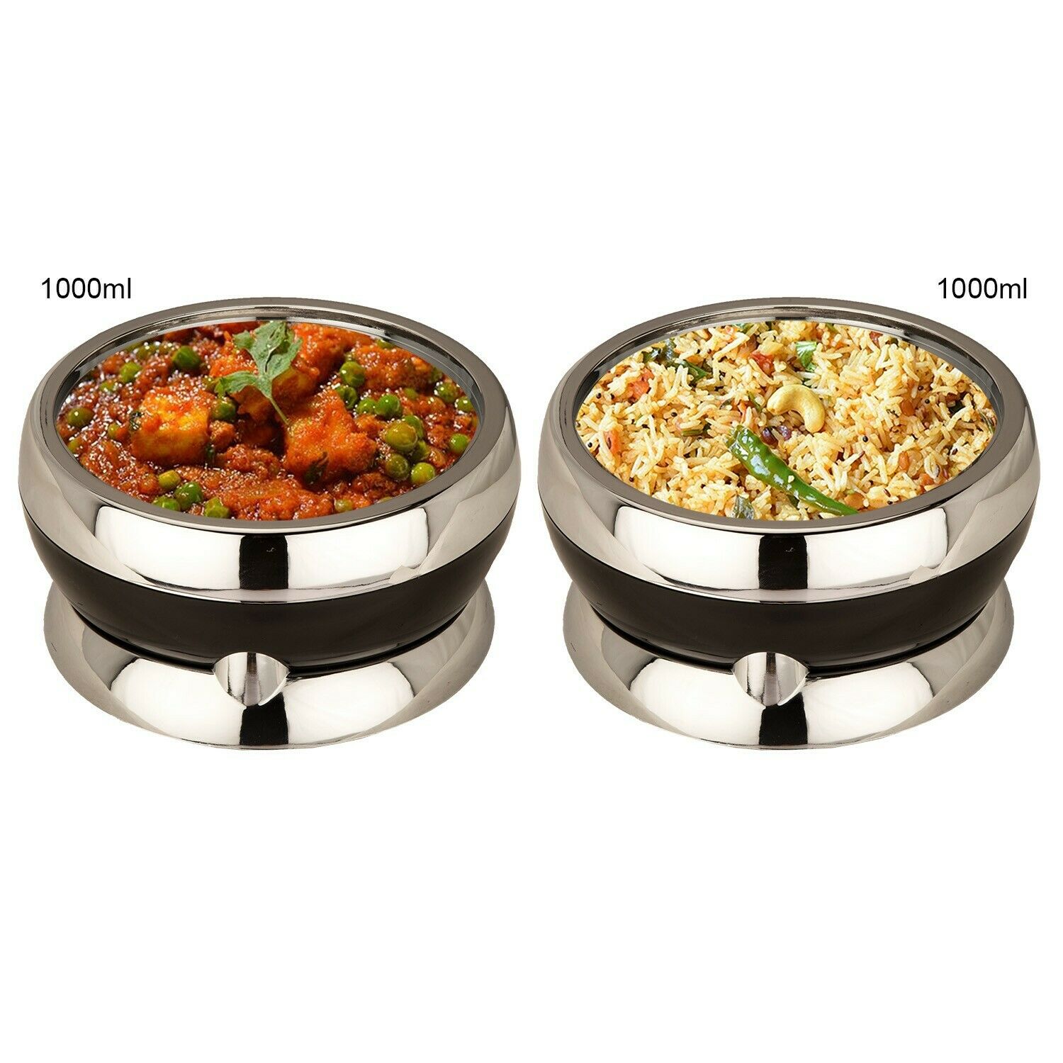Jaypee Amaze Twin Set of 2 Casserole Hot Pot Set 1000 + 1000 ml Black ...