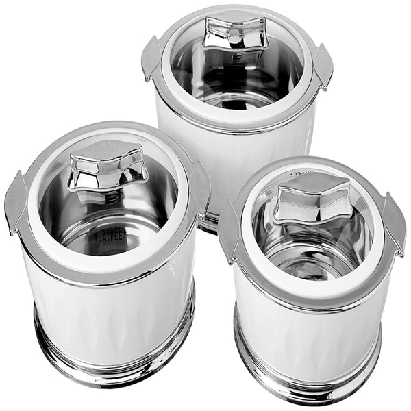Jaypee Dazzle White Set of 3 Casserole Hot Pot Set 1000+1500+2000 ml J ...