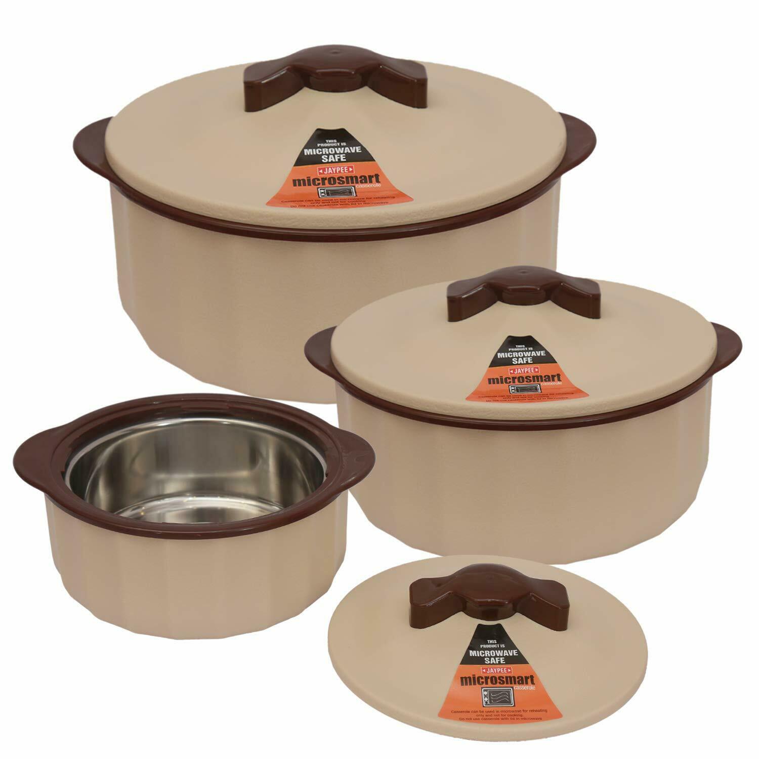 Jaypee MicroSmart Set of 3 Casserole Hot Pot Set 2000+1500+1000 ml Swi ...